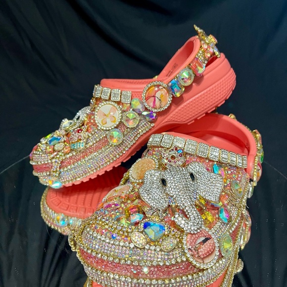 CROCS | Shoes | Crocs Coral Bedazzled Bling Design With Beautiful ...
